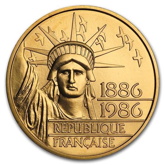 1986 France Gold 100 Francs Statue Of Liberty BU - APMEX®